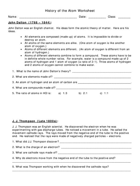 History Of Form Atom Worksheet Fill Online Printable Fillable Blank PdfFiller