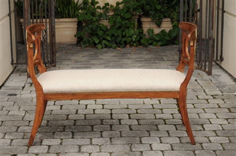 Italian 1860s Parcel Gilt Walnut Bench With Ouroboros Motifs And