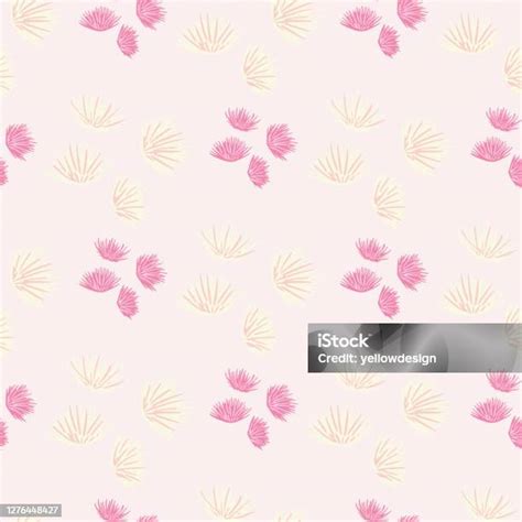 파스텔 라이트 매끄러운 패턴과 가시 꽃 봉오리 실루엣 분홍색 장식 심플한 꽃 배경 가시에 대한 스톡 벡터 아트 및 기타 이미지