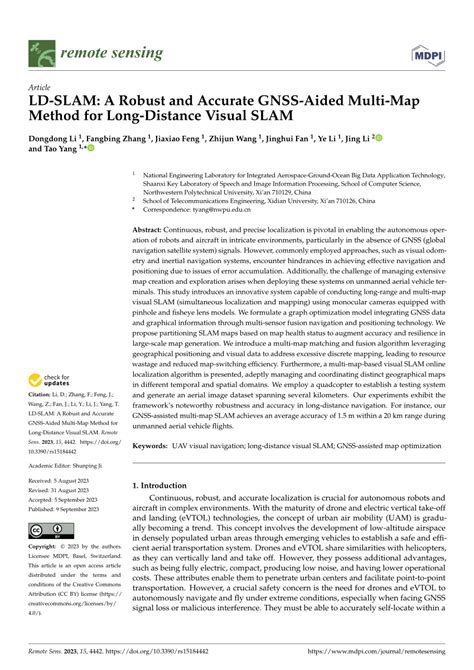 PDF LD SLAM A Robust And Accurate GNSS Aided Multi Map Method For Long Distance Visual SLAM