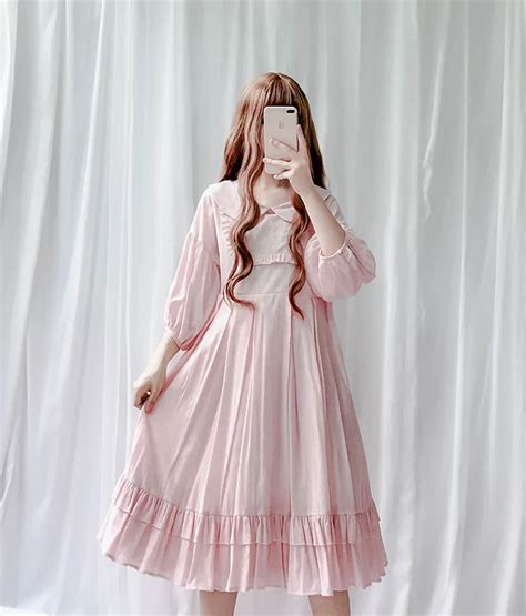 일본 로리타 드레스 퍼프 슬리브 자수 Op 스위트 캐주얼 학생 로리 드레스드레스 Aliexpress