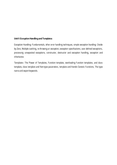 Unit 5 Notes Oop Final Unit 5 Exception Handling And Templates