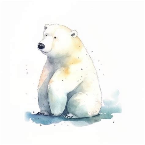 Premium Ai Image Polar Bear Watercolor Illustration