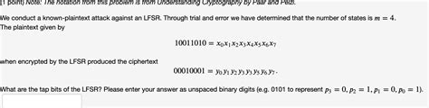 Solved We Conduct A Known Plaintext Attack Against An Lfsr
