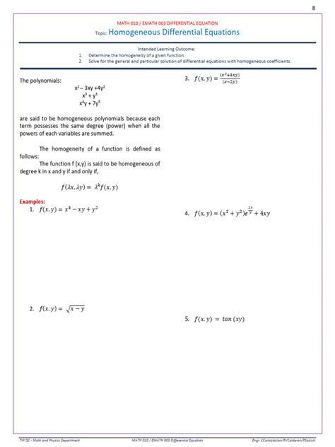 4 Homogeneous De To Print Pdf Equations Polynomial