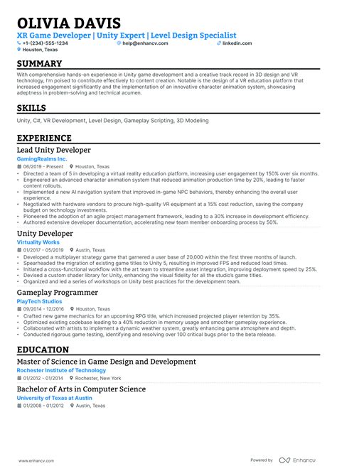 Game Developer Resume Examples Guide For