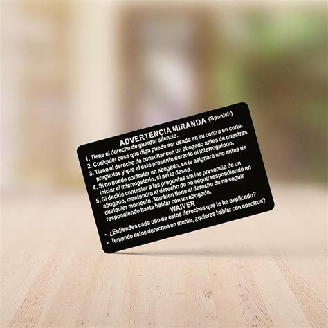 Law Enforcement Cards 2pcs Metal Miranda Rights Cards English