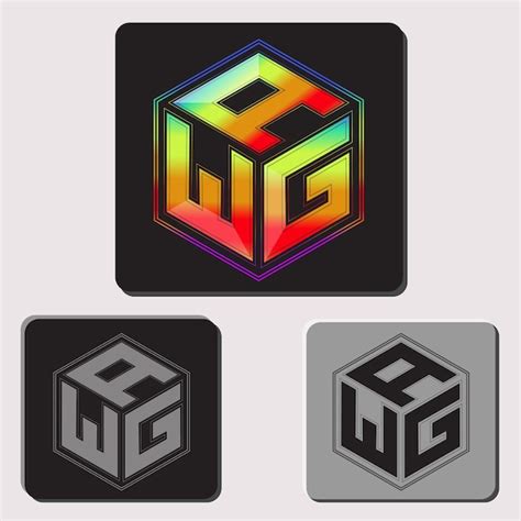초기 문자 Awg 다각형 로고 디자인 벡터 이미지 프리미엄 벡터