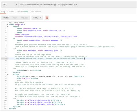 Node Js Get Request On Heroku Returns Create React App Default Page Stack Overflow
