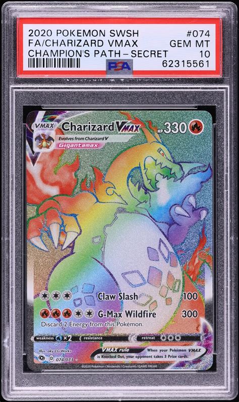 2020 Pokemon Swsh Champions Path Hyper Rare Charizard Vmax 74 Psa 10