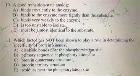 Solved 10 A Good Transition State Analog A Binds