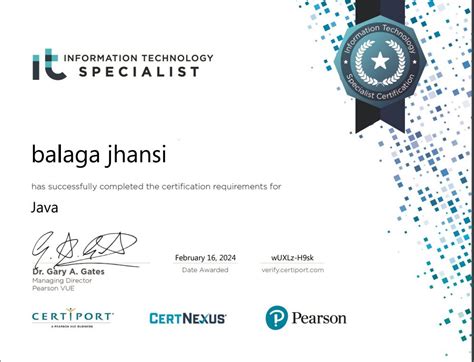Jhansi Balaga On Linkedin Techwing Certiport Java