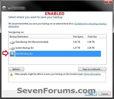 Backup To Cd Or Dvd Enable Or Disable Tutorials