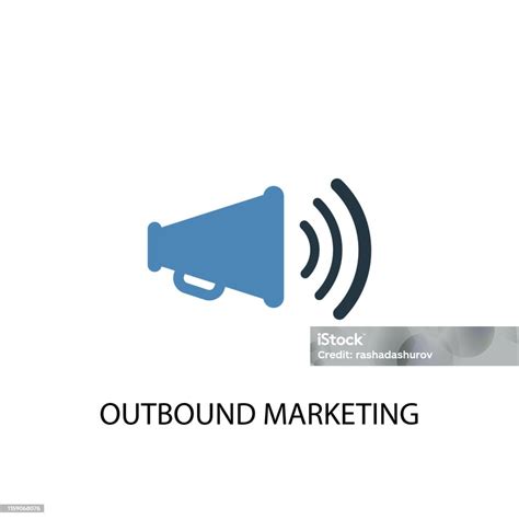 아웃 바운드 마케팅 개념 2 컬러 아이콘 간단한 파란색 요소 그림입니다 아웃 바운드 마케팅 개념 기호 디자인 웹 및 모바일 Ui Ux에 사용할 수 있습니다 개념에 대한 스톡