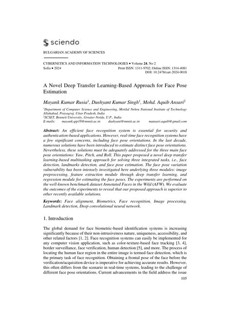 Pdf A Novel Deep Transfer Learning Based Approach For Face Pose