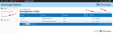 Configuring Navigation Links Comanage Internet2 Wiki