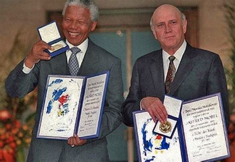 Nelson Mandela And Fw De Klerk Receive The Nobel Peace Prize Nelson
