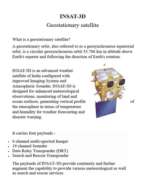 Geo Stationary Satellite Pdf Satellite Outer Space