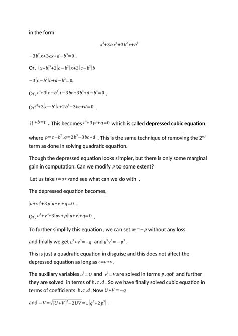 How To Solve Quadratic And Cubic Equations Docx