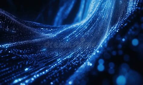 Blue Glowing Particles Flowing In Wave Like Patterns Creating A Mesmerizing Digital Landscape