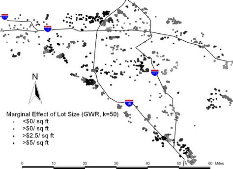 The Spatial Distribution Of The Marginal Effect Of Lot Size Download Scientific Diagram