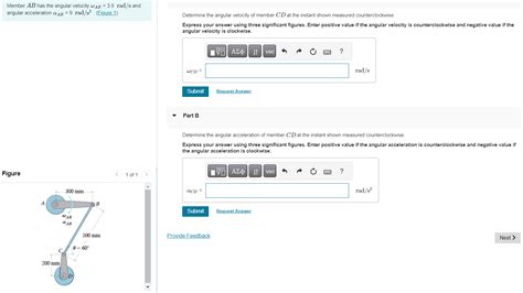 Solved Member Ab ﻿has The Angular Velocity ωab35rads