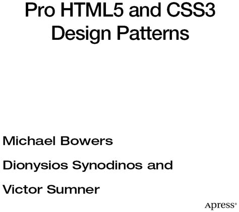 Title Pro Html5 And Css3 Design Patterns Book