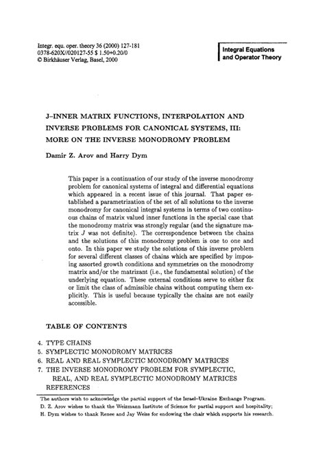 pdf j inner matrix functions interpolation and inverse problems for