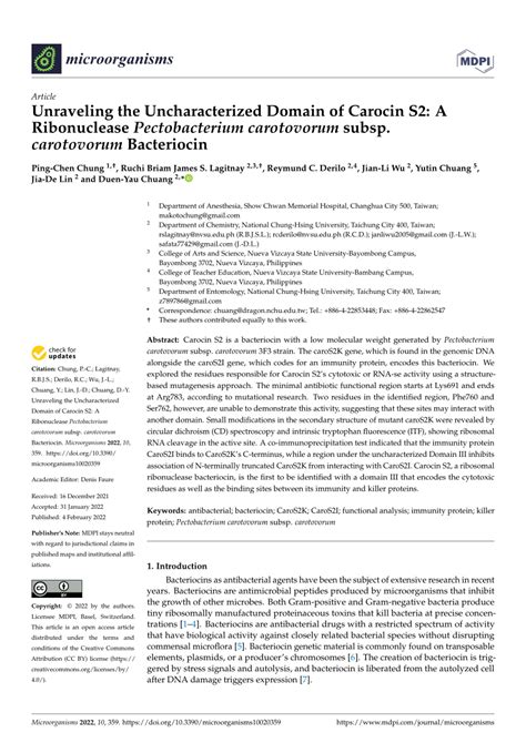Pdf Unraveling The Uncharacterized Domain Of Carocin S2 A