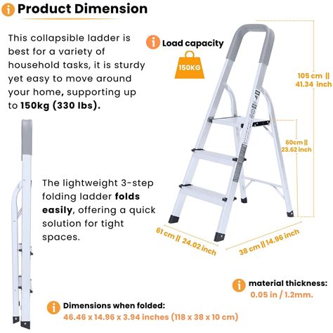 Small 3 Step Ladder Portable Folding Ladder