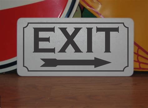 EXIT W RIGHT ARROW Black Metal Sign 6x12 Etsy