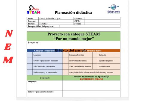 Formato De Planeacion Escolar