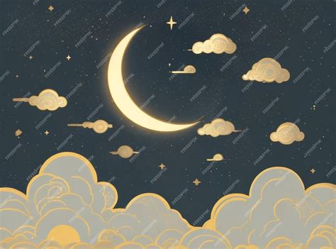 Premium Ai Image Antique Gold Luminance A View To The Night Sky And White Clouds In Timeless