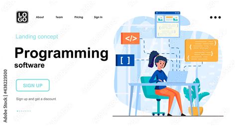 Programming Software Web Concept Woman Coding Code Programs In Different Programming Languages