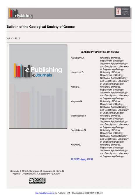 Pdf Elastic Properties Of Rocks