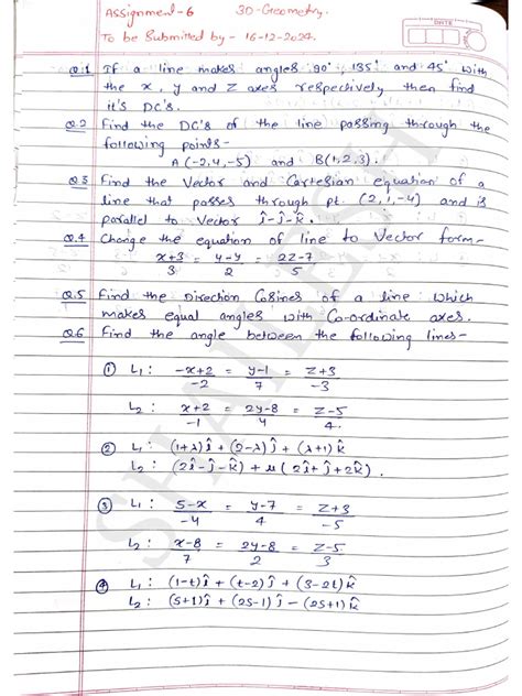 Assignment 6 3d Geometry Pdf Assignment 6 3d Geometry Pdf