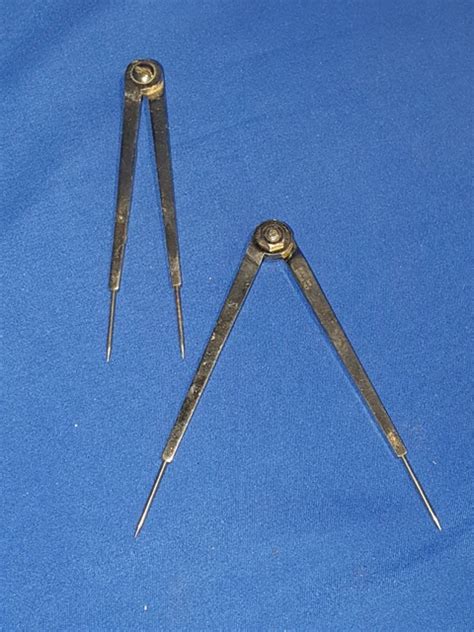 Pair Of Draughtsmans Vintage Technical Drawing Dividers In Wooden Box