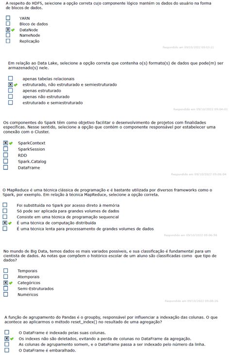 Simulado Topicos De Big Data Fundamentos E Projeto De Big Data