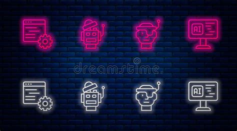 Set Line Robot Smart Glasses Computer Api Interface And Software