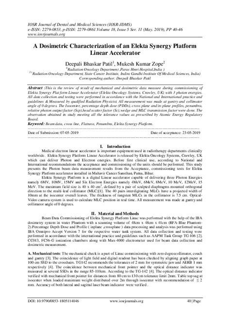 Pdf A Dosimetric Characterization Of An Elekta Synergy Platform Linear Accelerator