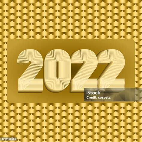 2022 년 새해 복 많은 년 추상 기하학적 커버 디자인 배경 얇은 선 스트라이프 스타일 벡터 일러스트의 3d 차원 2022