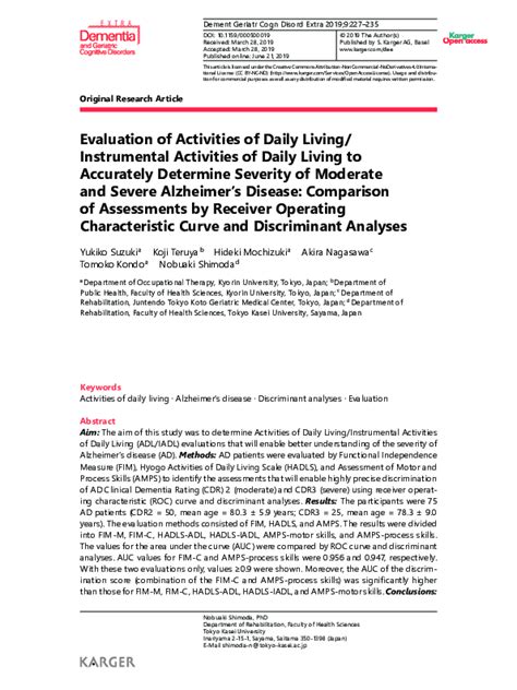 Pdf Evaluation Of Activities Of Daily Livinginstrumental Activities Of Daily Living To