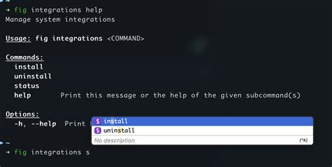 Bug Fig Integrations Status Cmd Is Missing In Suggestions · Issue