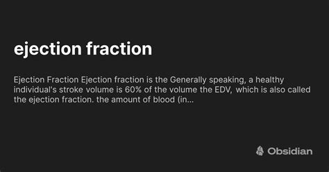 Ejection Fraction Obsidian Publish