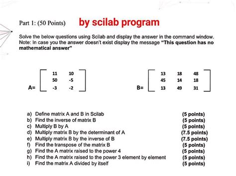 solved part 1 50 points by scilab program solve the below