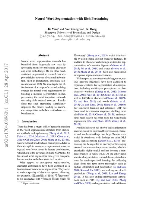 Pdf Neural Word Segmentation With Rich Pretraining