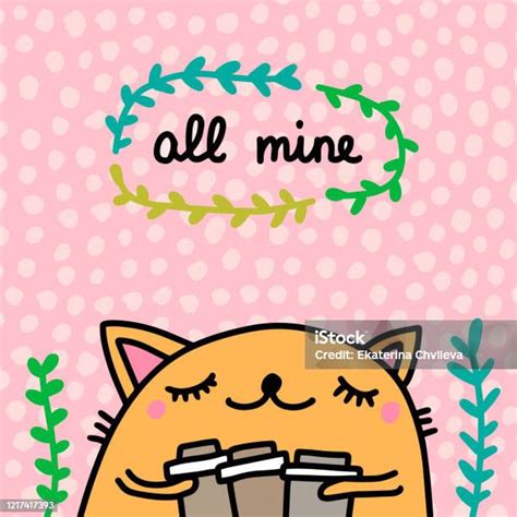 만화 만화 스타일로 커피 음료 뜨거운 손으로 그려진 벡터 일러스트 레이션 3 잔의 모든 광산 쾌활한 고양이 3가지 개체에 대한 스톡 벡터 아트 및 기타 이미지 Istock