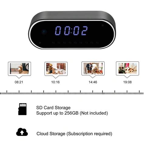 1 件迷你隐藏式间谍相机，内置时钟设计，2k 超高清视频质量和 9 个红外 Led 的 940nm 夜视功能。配备 2600mah 大容量电池