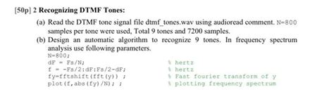 Solved [50p] 2 Recognizing Dtmf Tones A Read The Dtmf