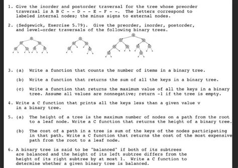 Solved 1 Give The Inorder And Postorder Traversal For The